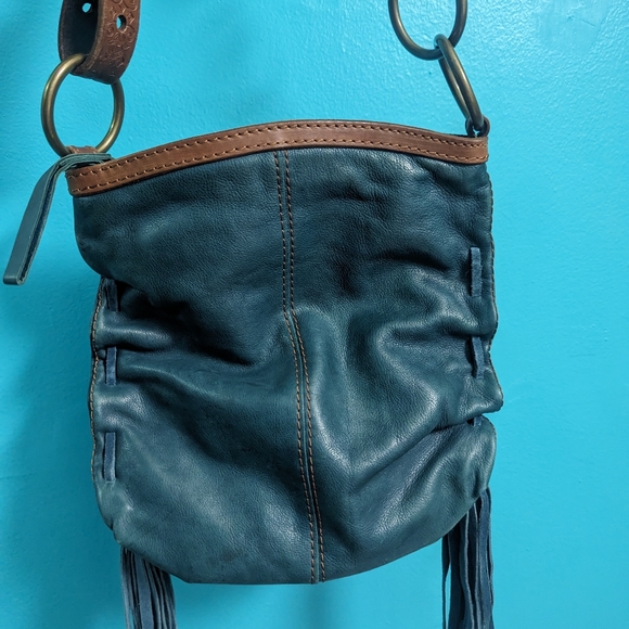 Lucky Brand | Bags | Turquoise Leather Fringed Vintage Lucky Brand ...